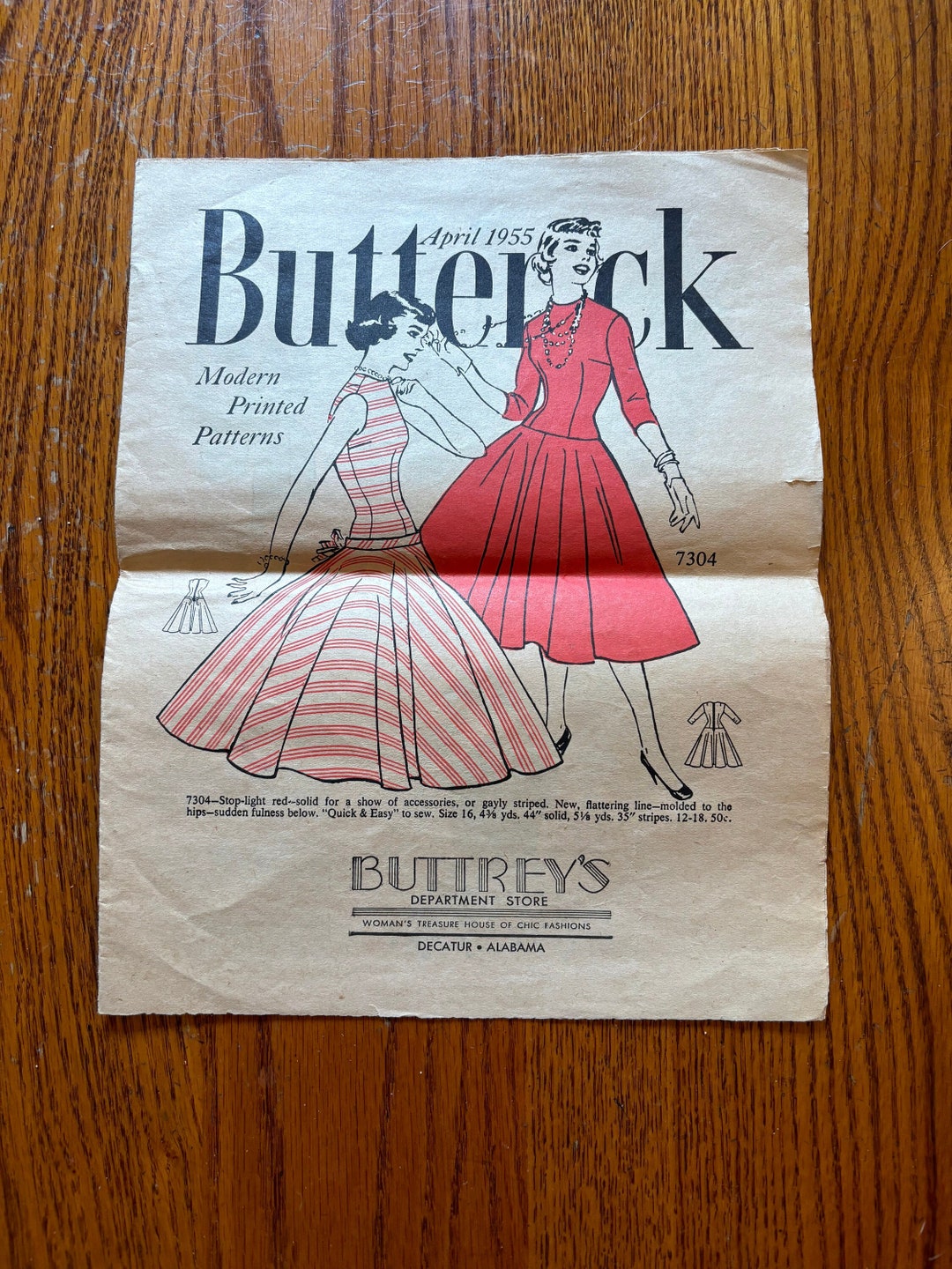Original Vintage April 1955 Butterick Patterns Leaflet Brochure Catalog ...