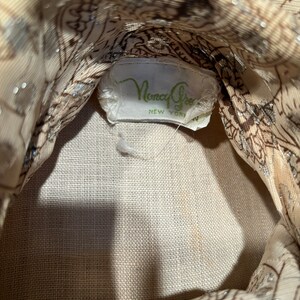 Sweet Vintage 70s Nancy Greer Long Sleeve Button Front Brown & Silver Metallic Paisley Tunic ...