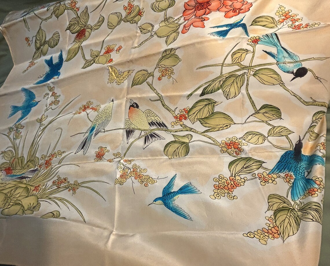 Charming Original Vintage Mid Century Screen Print Acetate Scarf W ...