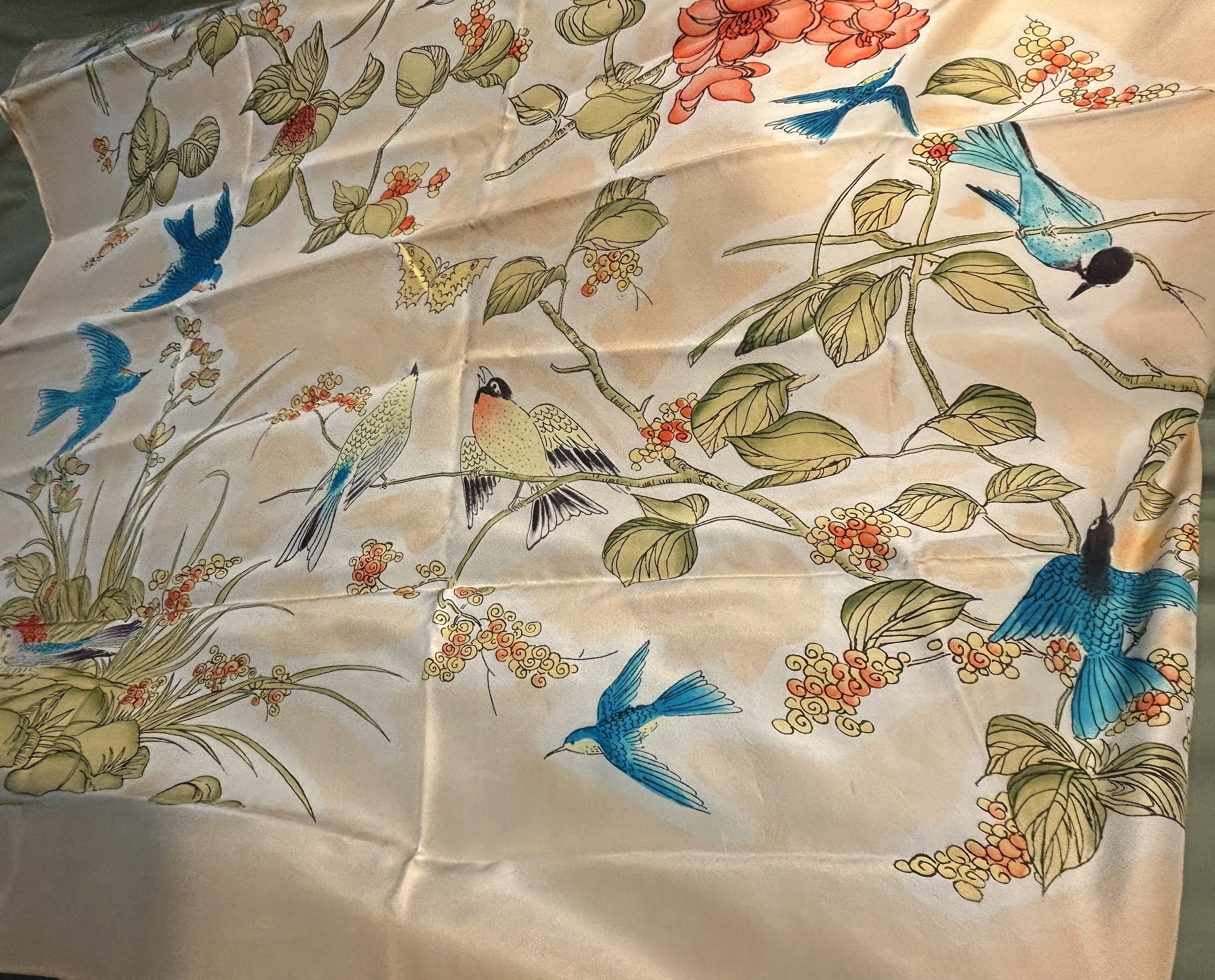 Charming Original Vintage Mid Century Screen Print Acetate Scarf W ...