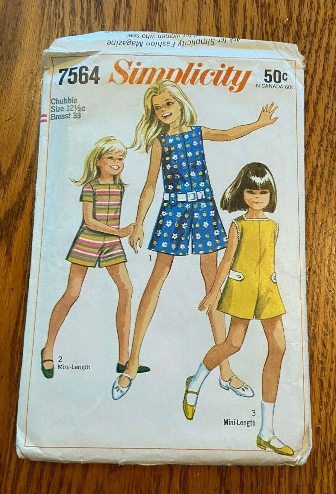 Original Vintage 1968 Simplicity Pattern Girl's Culotte Pantdress ...