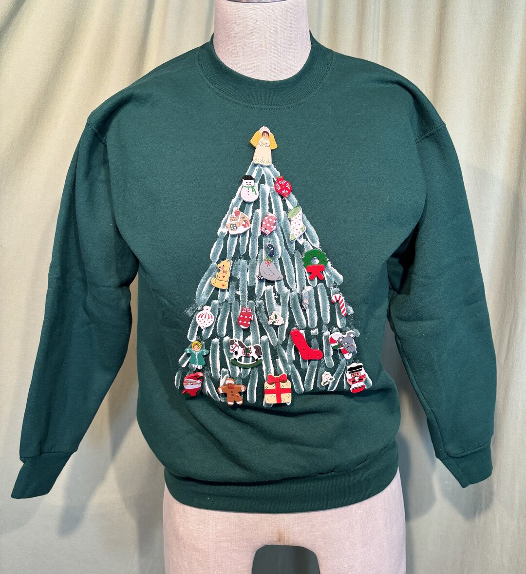 Hand Crafted Original Vintage 80s Ugly Christmas Sweatshirt Tree With ...