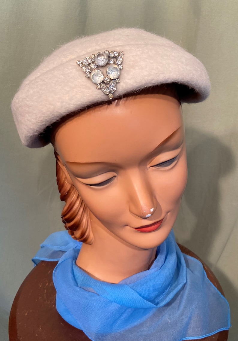 Sweet Original Vintage Mid Century Cream Wool Felt Skull Cap - Etsy