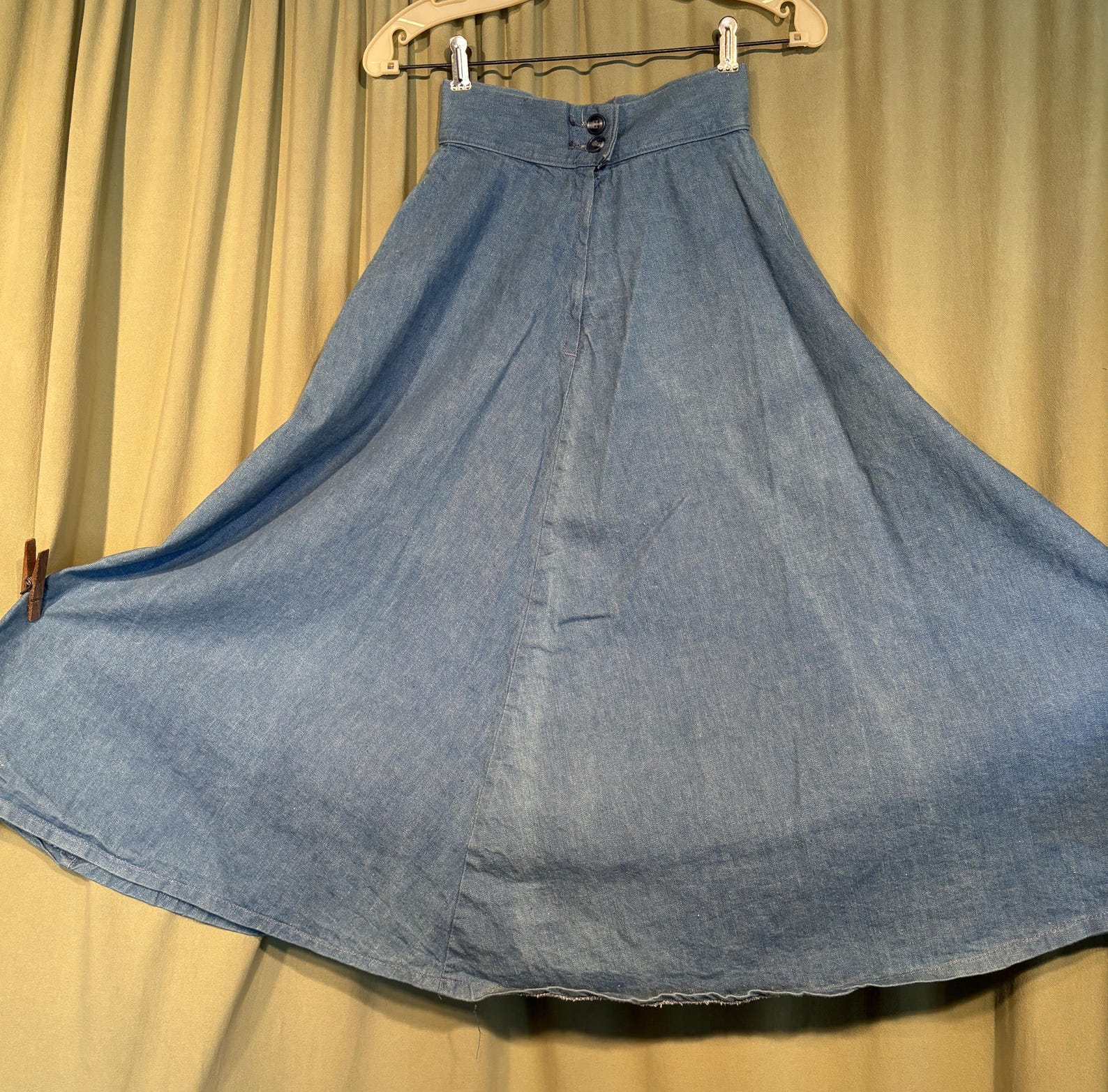 Fun Original Vintage 70s Ms. Lee Blue Cotton Denim Circle Maxi Midi ...