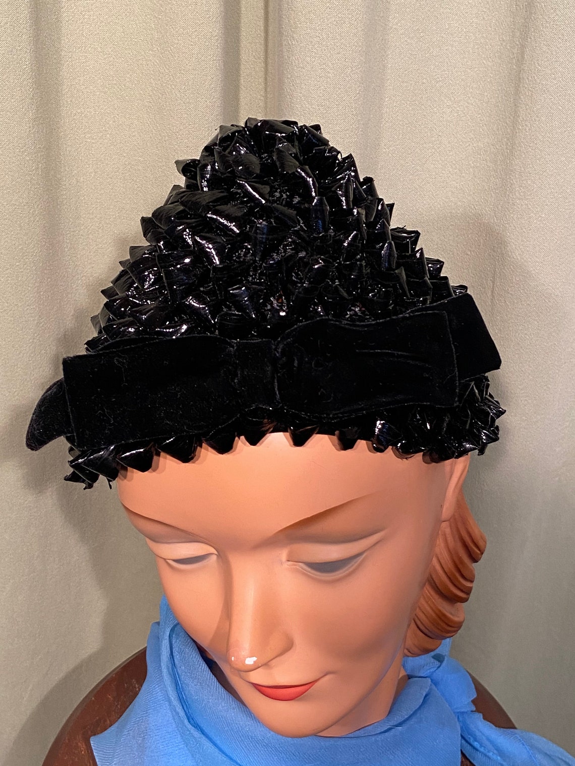 Original Vintage Mid Century Betmar Black Twisted Raffia Cone - Etsy