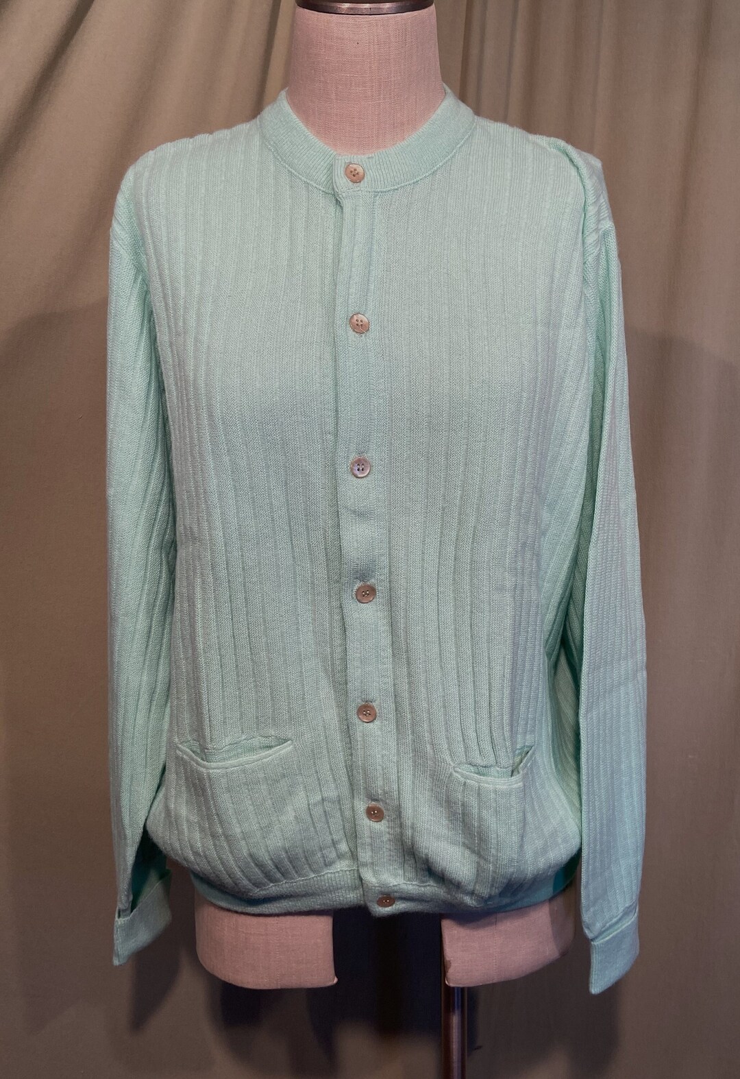Original Vintage Grandpa Mid Century Deadstock IZOD Mint Green Acrylic ...