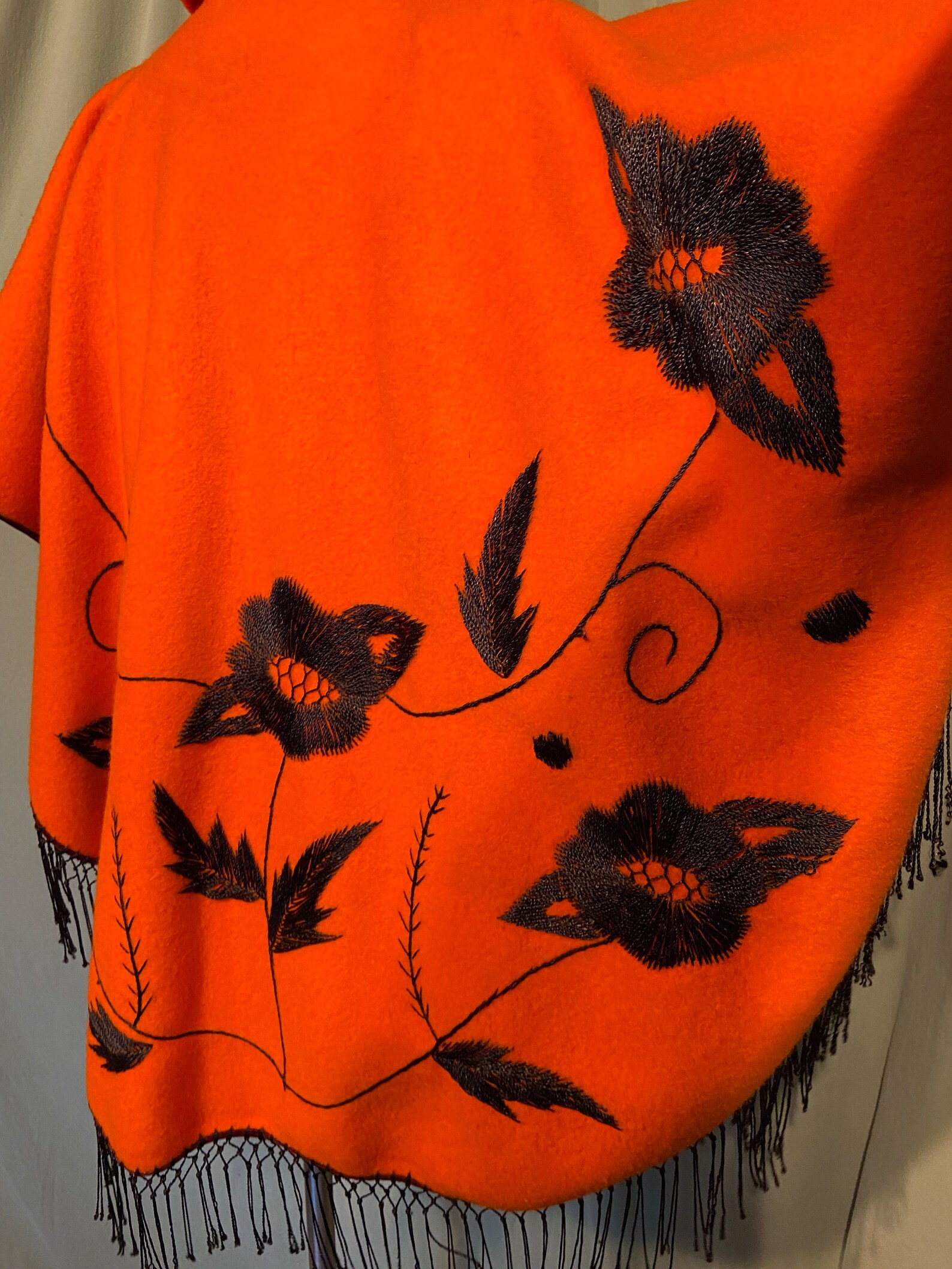 Funky Original Vintage Hand Embroidered Orange Wool Felt - Etsy