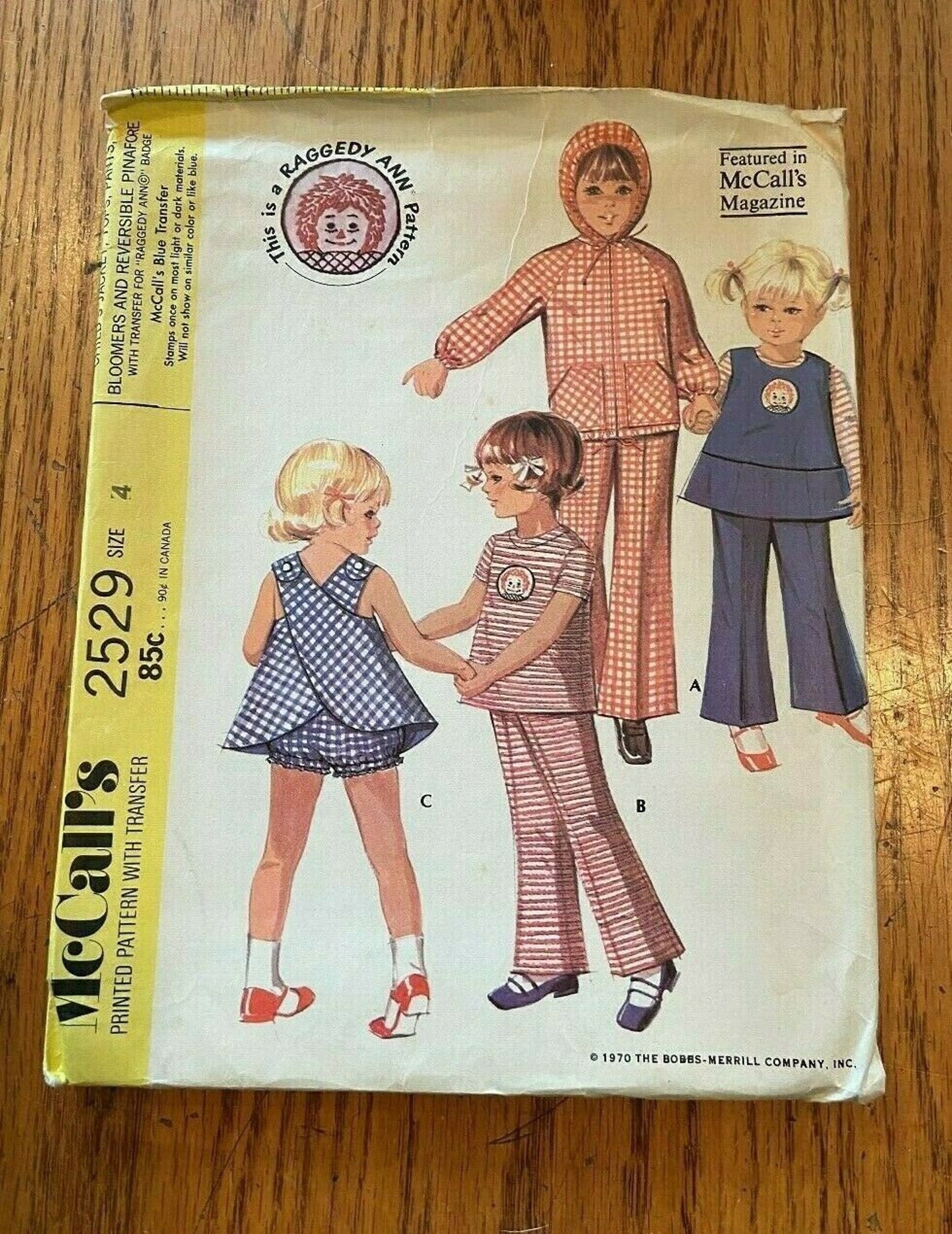 Original Vintage 1970 Mccall's Pattern 2529 Childs Pinafore W Bloomers ...