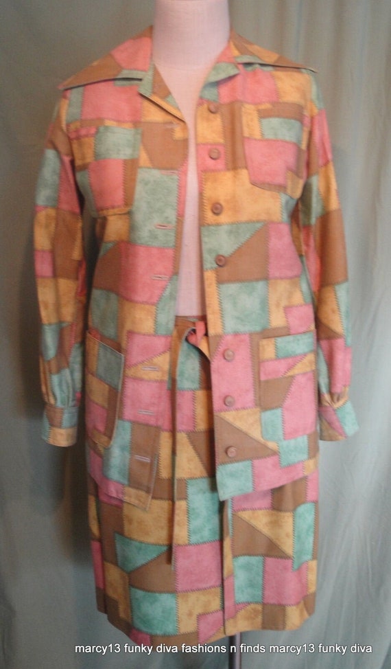 Fun Original Vintage 70s Patchwork Print Cotton Safar… - Gem