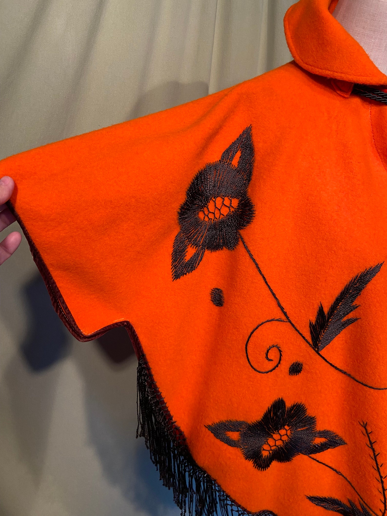 Funky Original Vintage Hand Embroidered Orange Wool Felt - Etsy