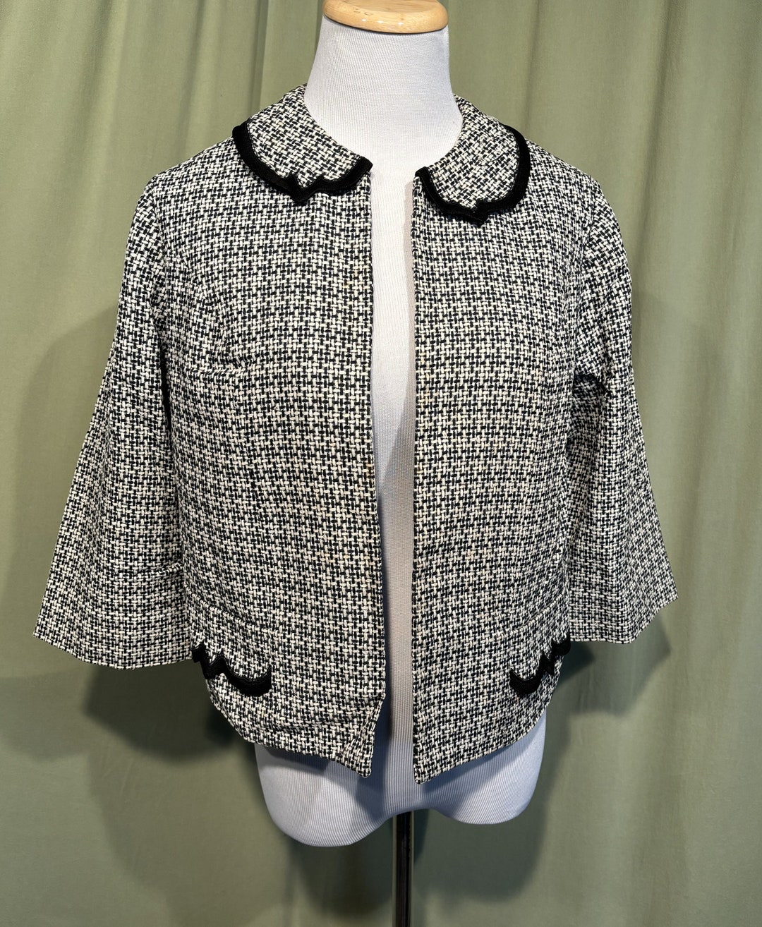 Classic Original Vintage Mid Century Boxy Jacket Black & White Tweed ...