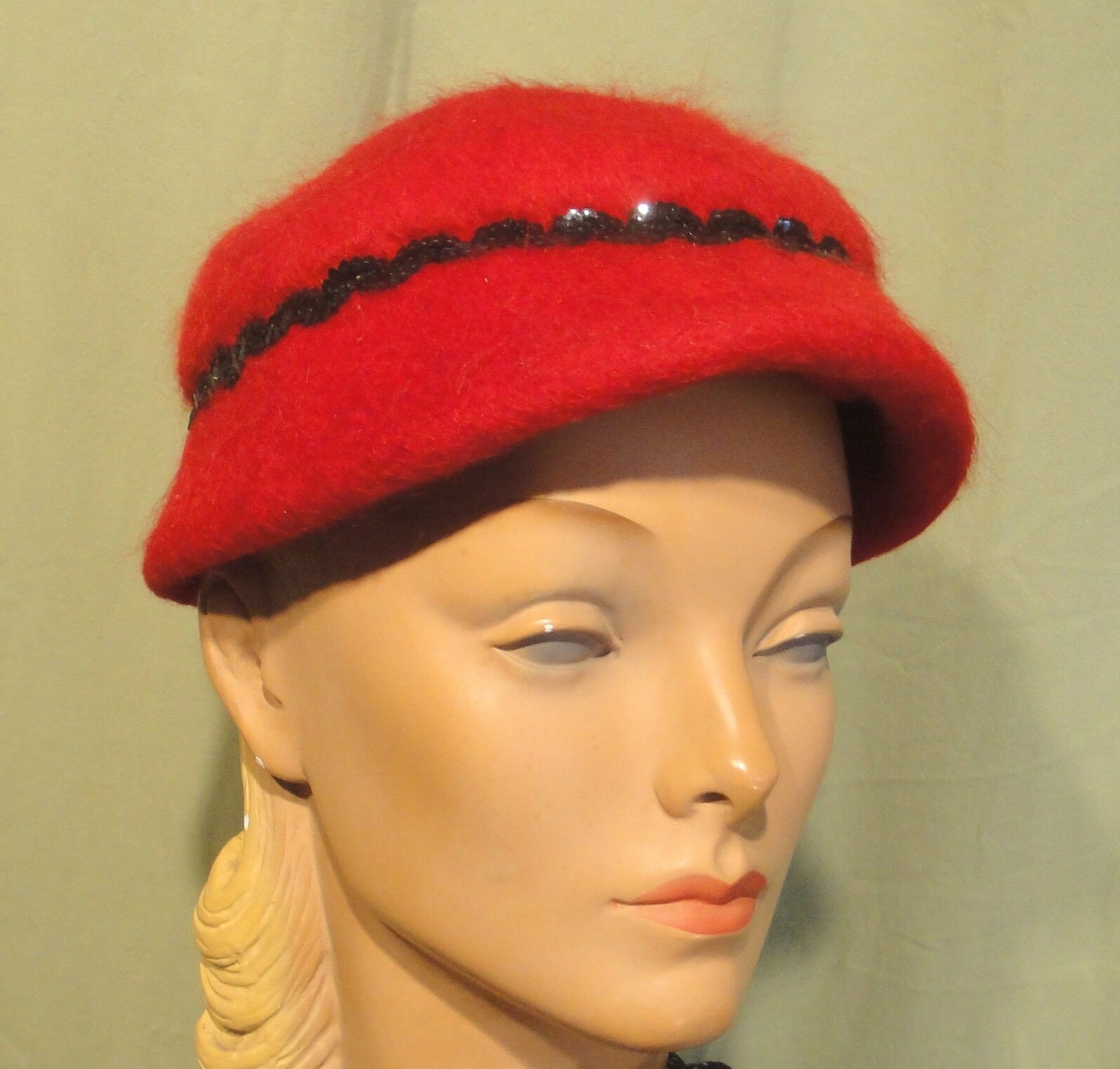 Sweet Original Vintage 40s 50s Red Wool Felt Bonnet Skull Cap - Etsy