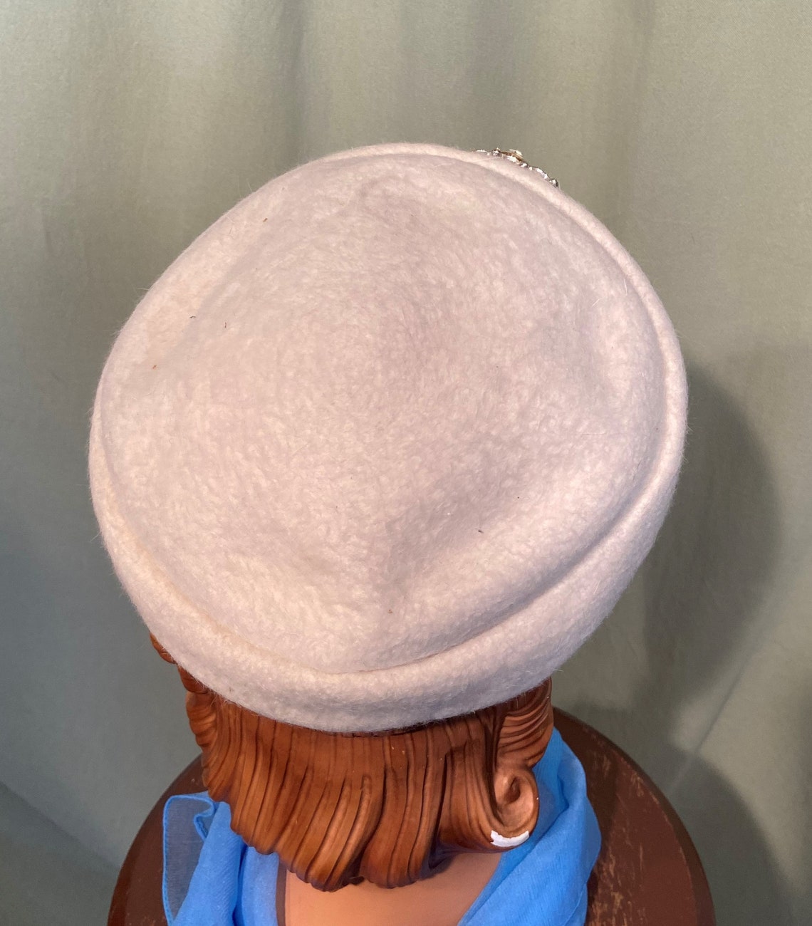 Sweet Original Vintage Mid Century Cream Wool Felt Skull Cap Hat W ...