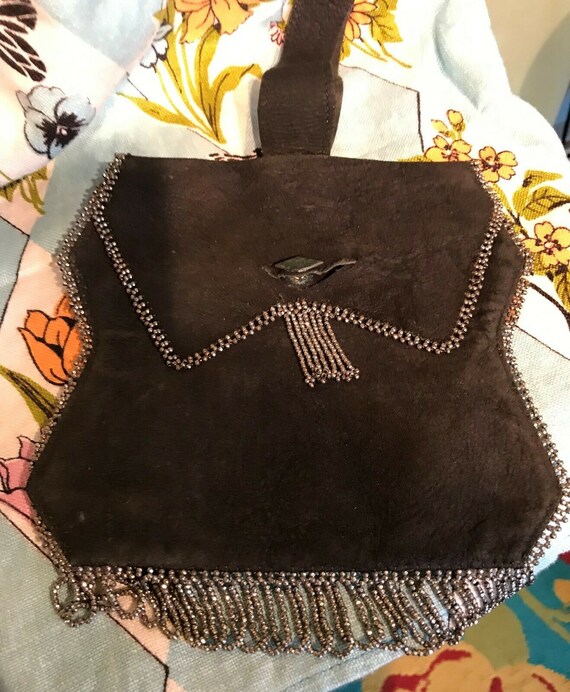 Delicate Fragile Original Vintage 20s 30s Black Sued… - Gem