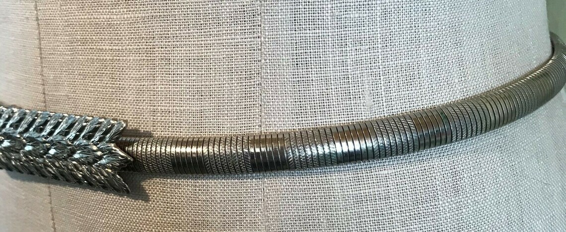 Original Vintage 80s Silver Tone Flexible Metal Mesh Belt With - Etsy