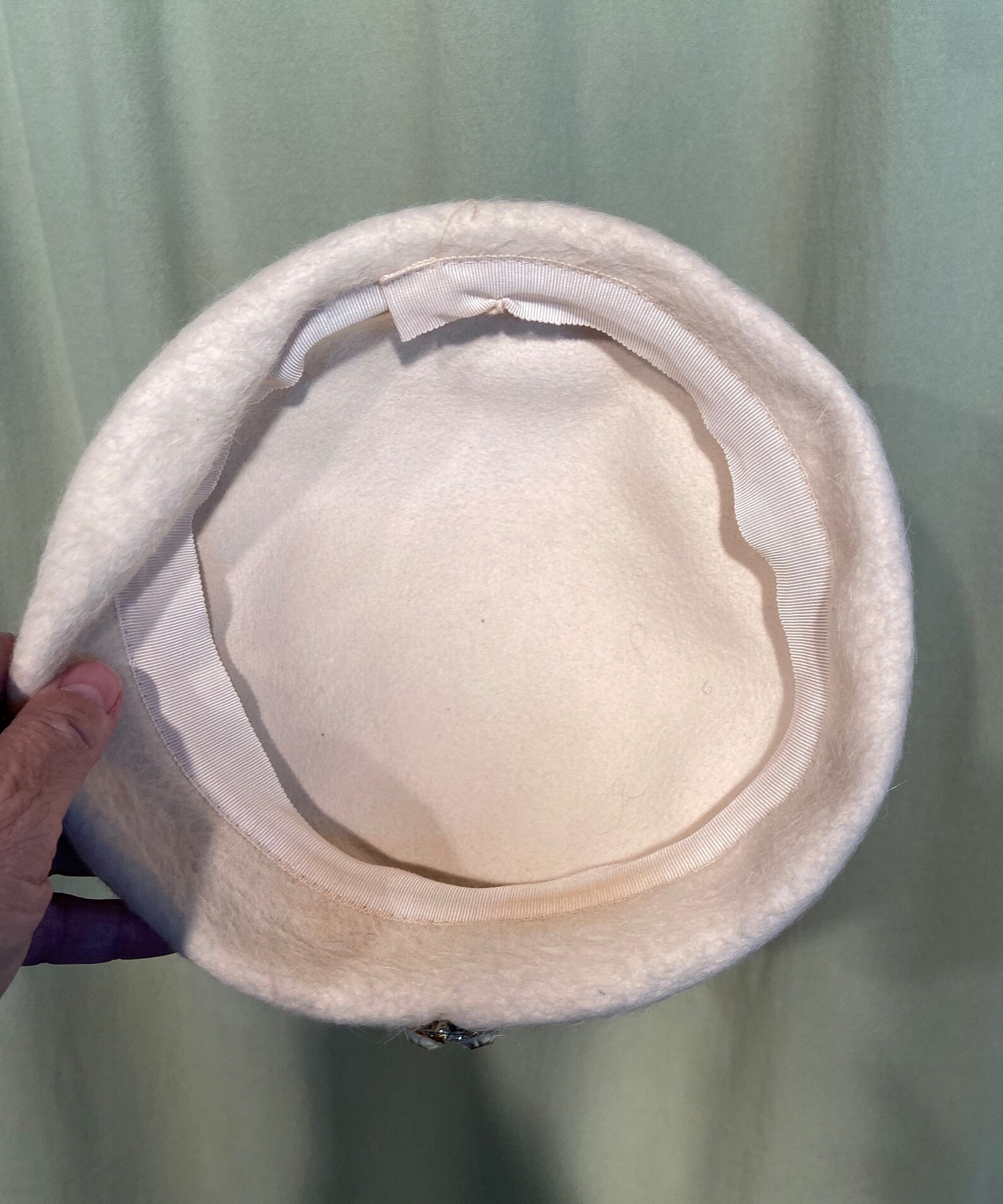 Sweet Original Vintage Mid Century Cream Wool Felt Skull Cap Hat W ...