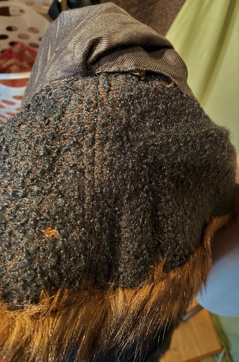 Lovely Original Antique Circa 1900 Nubby Wool Cape W Long Fur - Etsy