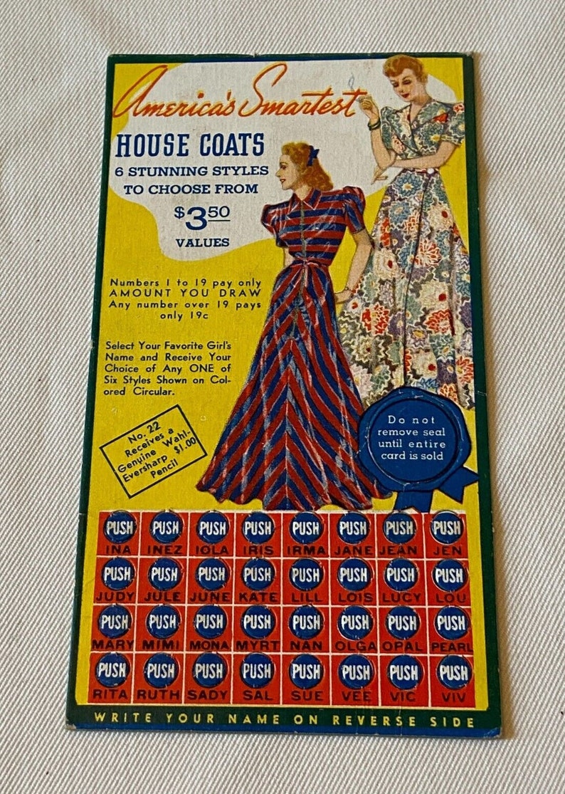 Original Vintage 40s Unused Punch Card win America's - Etsy