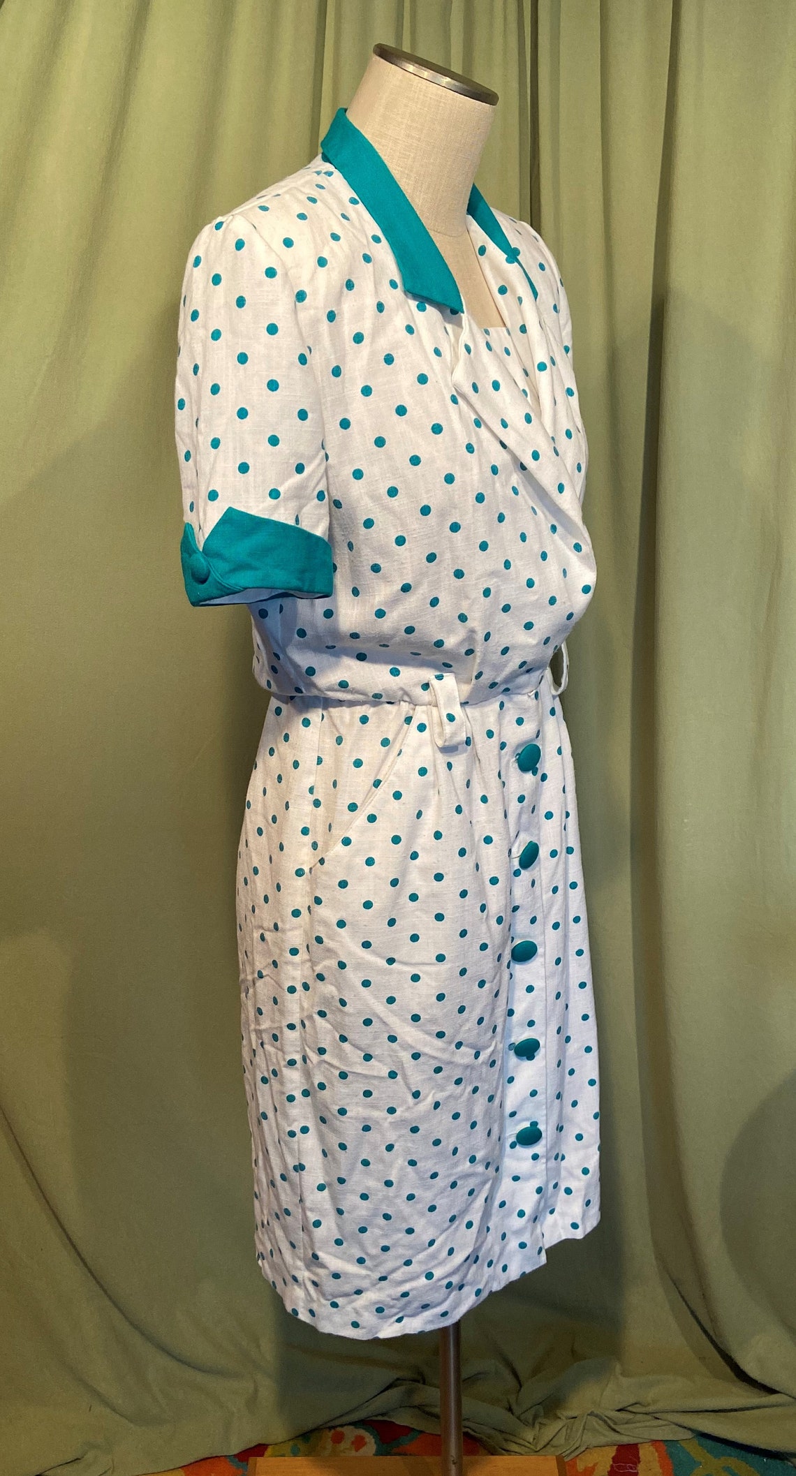 Cute Original Vintage Periwinkle Brand White & Teal Green | Etsy