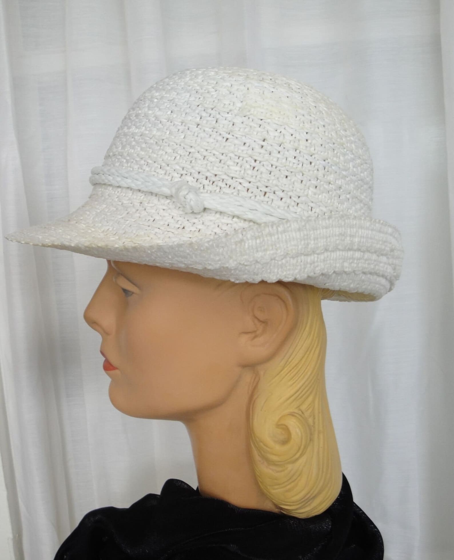 Cute Original Vintage 80s White Woven Raffia Fedora Style Hat - Etsy