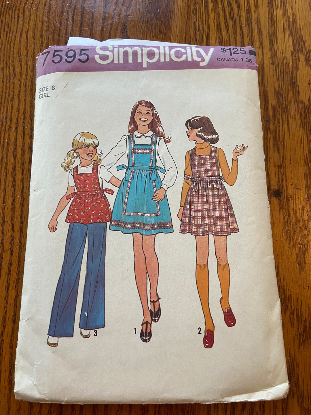 Original Vintage 1976 Simplicity Girl's Jumper Dress, Top & Bell Bottom ...