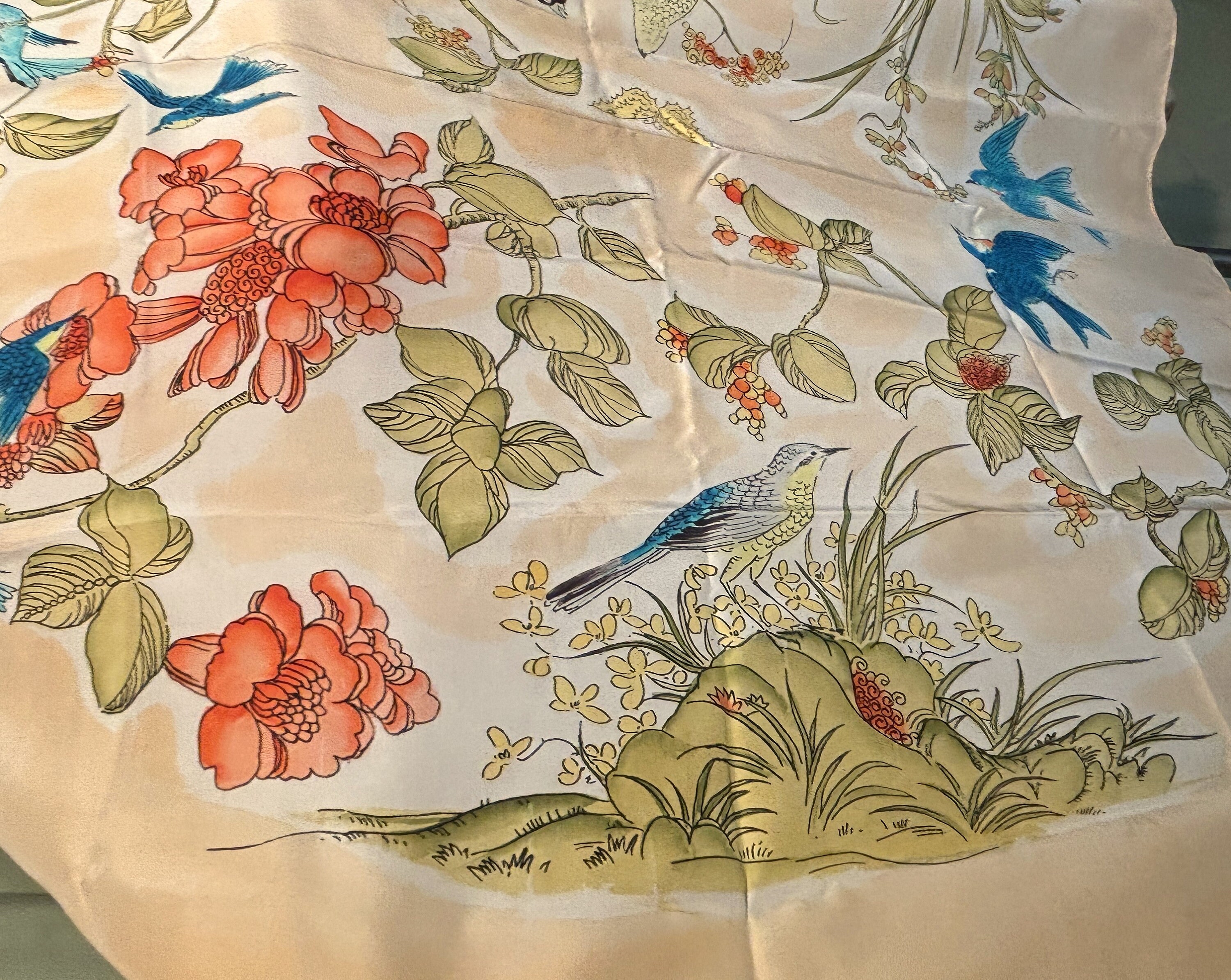 Charming Original Vintage Mid Century Screen Print Acetate Scarf W ...