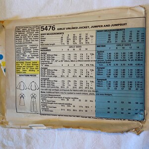 Original Vintage 1977 Mccall's Girl's Jacket, Jumpsuit or Jumper Dress ...