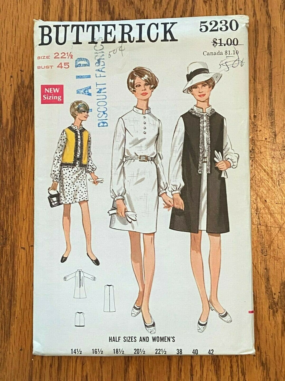 Original Vintage 1960s Butterick Coat, Jacket & Dress Pattern 5230 Size ...