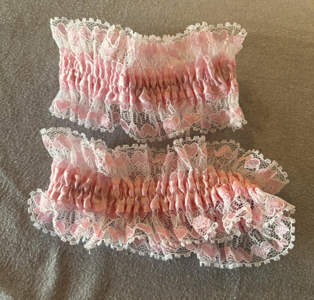 Lovely Pair of Original Vintage 80s Pink Satin and Lace Gathered ...