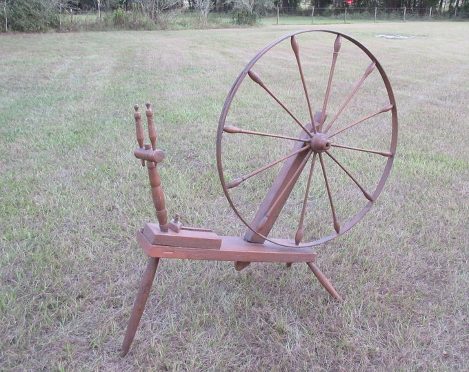 Large 43" Antique Spinning Wheel Weaving Loom Walking Wheel Vintage ...