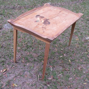 Old Wood Tray Folding Side Table Pheasant Duck Goose Vintage Man Cave ...