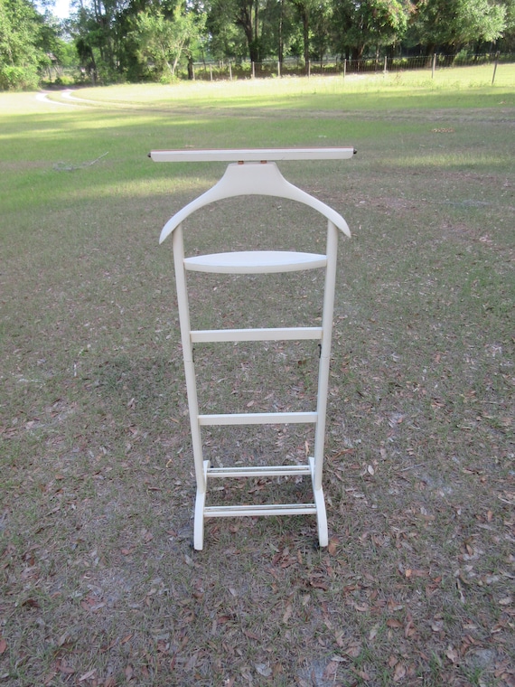 Butler Valet off white Unusual Vintage on wheels painted wood | Etsy