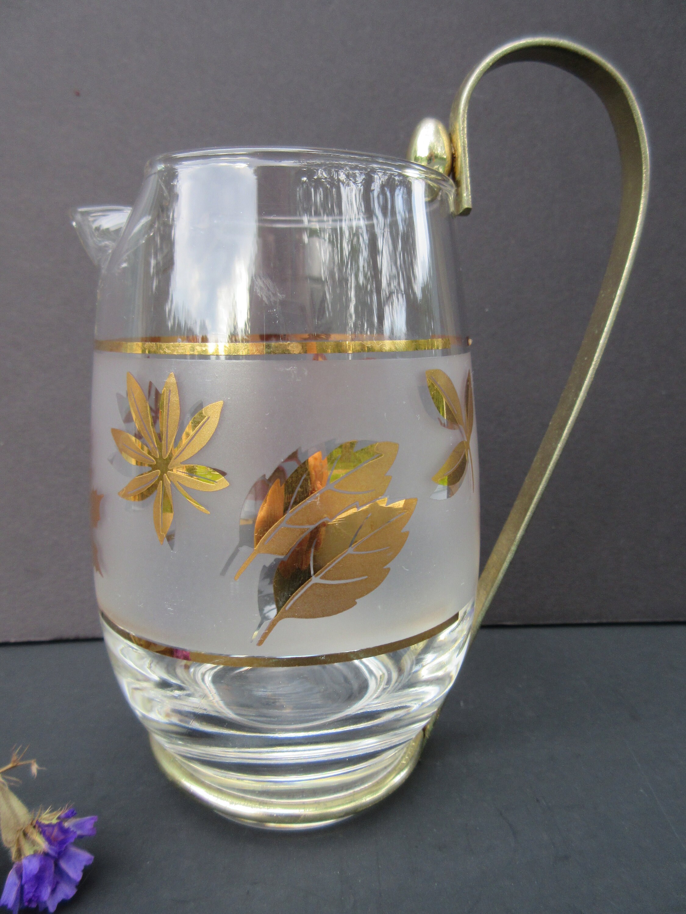 Libbey Small Pitcher Gold Vintage Clear Glass Milk Juice | Etsy
