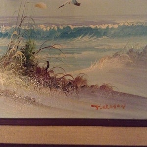 Original Oil Painting 15x13 on Canvas Vintage Signed J Leman Sea ...