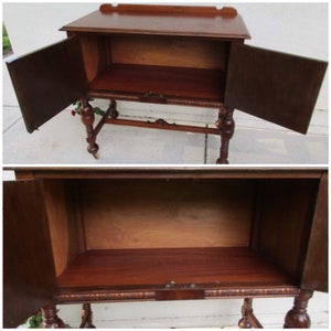 Antique Liquor Cabinet Wine Cellarette Fancy Carving Carve Vintage ...