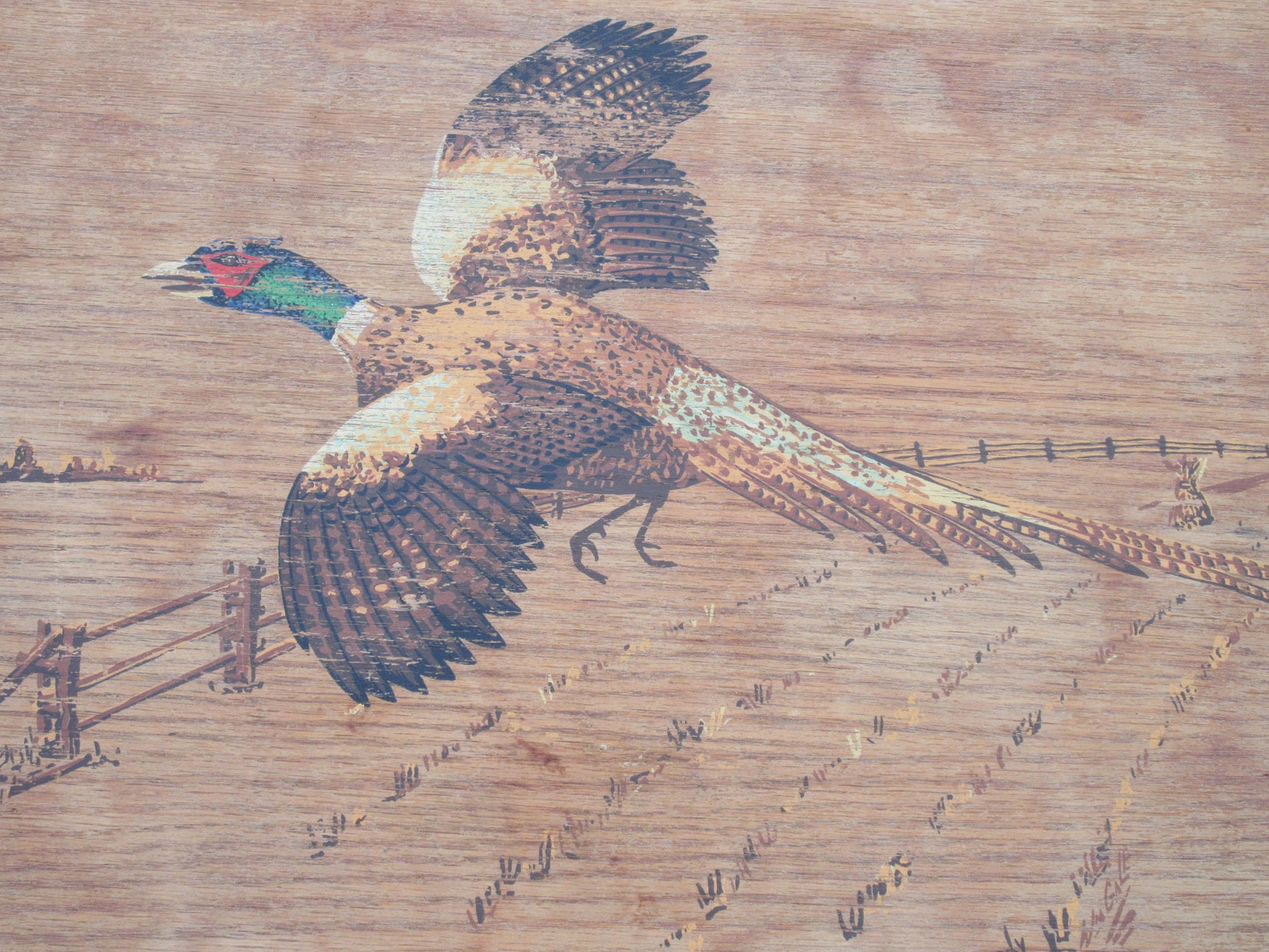 Old Wood Tray Folding Side Table Pheasant Duck Goose Vintage Man Cave ...