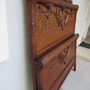 Antique Bed Headboard Footboard Vintage Carved Wood Filigree Swirls 3/4 ...