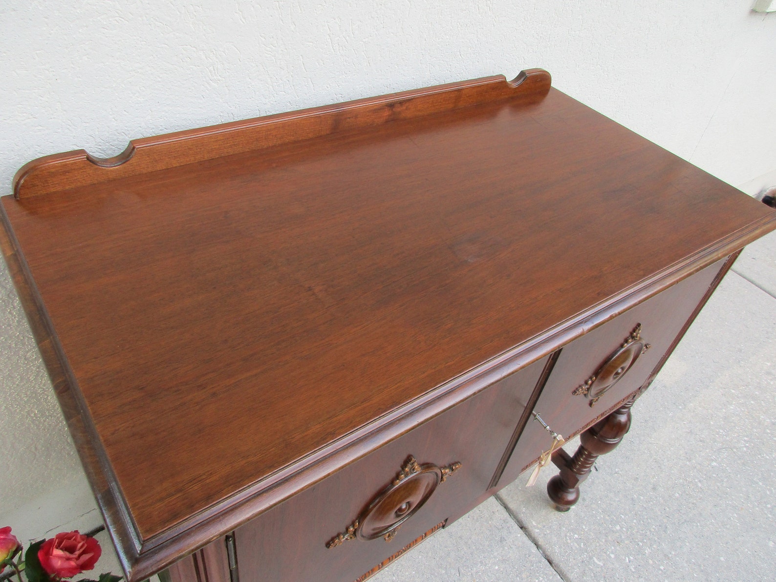 Antique Liquor Cabinet Wine Cellarette Fancy Carving Carve Vintage ...