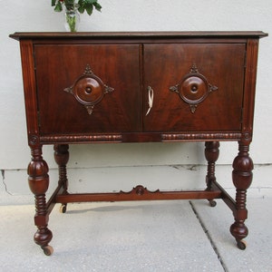 Antique Liquor Cabinet Wine Cellarette Fancy Carving Carve Vintage ...