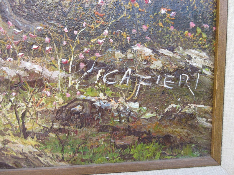 Painting Signed Trees River 43 X 31 Vintage Large Picture by I Cafieri ...