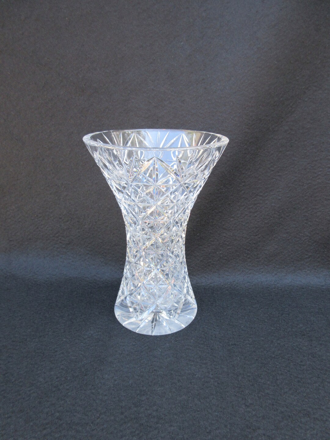 Large Crystal Vase Vintage Large Vase Big Tall Vase Clear Heavy Lead ...