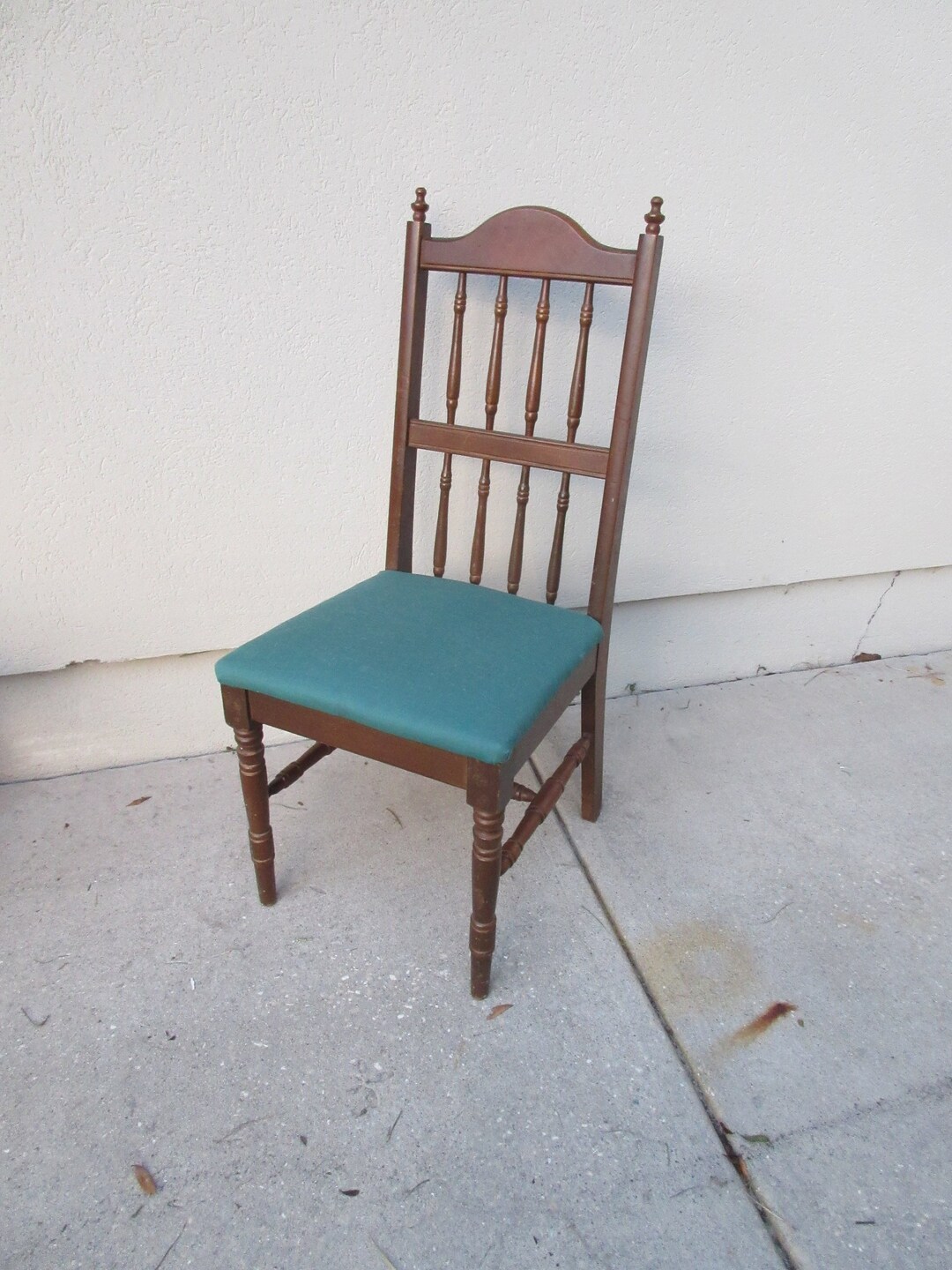 Chair Beautiful Vintage Wood Chair W Upholstered Cushion Desk Kitchen ...