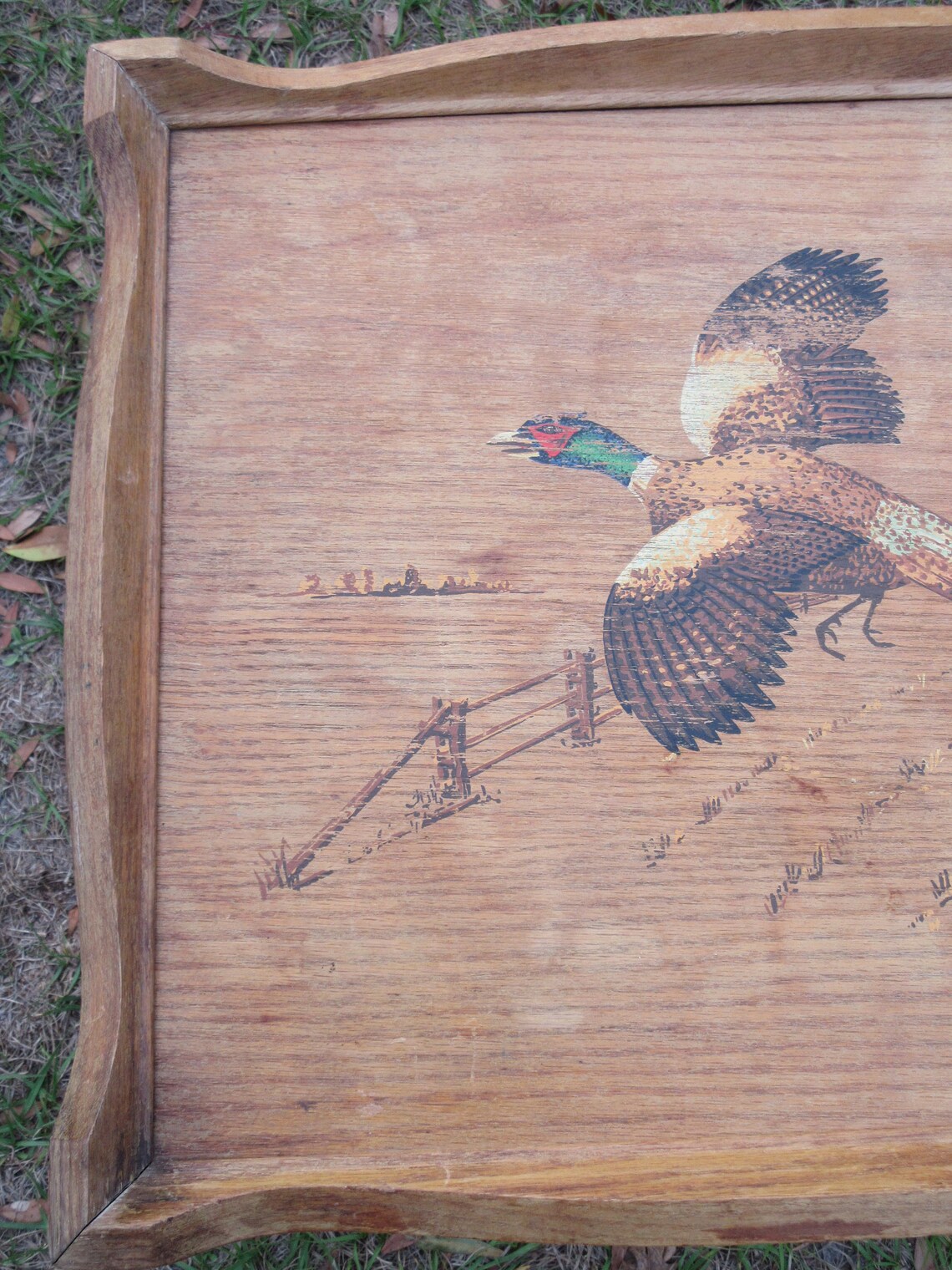 Old Wood Tray Folding Side Table Pheasant Duck Goose Vintage | Etsy