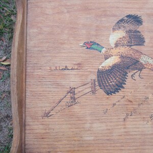 Old Wood Tray Folding Side Table Pheasant Duck Goose Vintage Man Cave ...