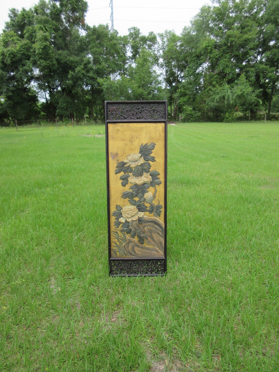 Painting Wall Art Floral 61x20 Room Divide Panel Rare Lucien Leinfelder ...