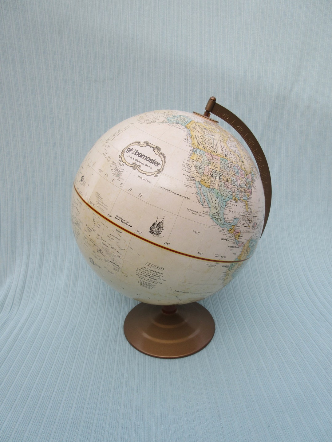 Vintage Globe 12 diameter Globemaster Replogle world map metal base ...