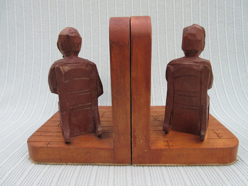 Book Ends Vintage Old Man & Woman Bookends Medium Dark Rich | Etsy