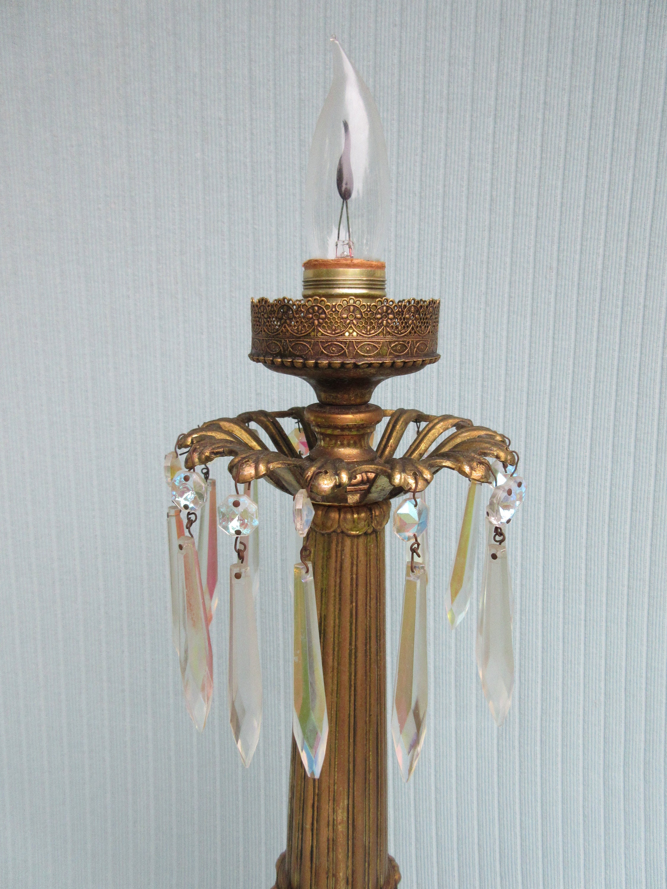 Antique Lamp Vintage Heavy Fancy Ornate Tall Metal Electric Table Lamp ...