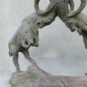 Vintage Austin Ram Statue 22 X 17" Heavy 25 Lb Figurine Rams Fighting ...