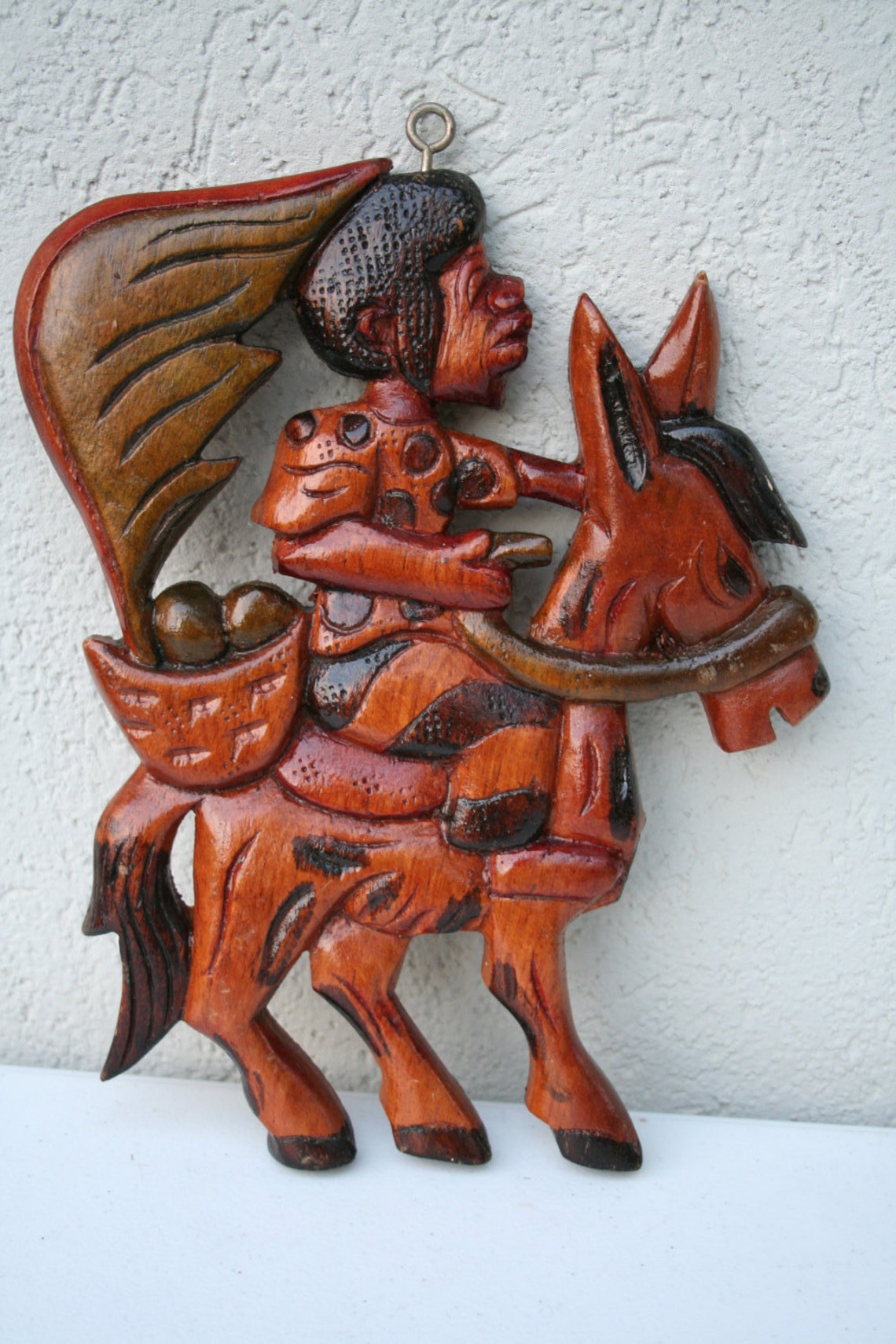 Donkey Mule Vintage Hand Carved Wood Sculpture With Rider Man - Etsy